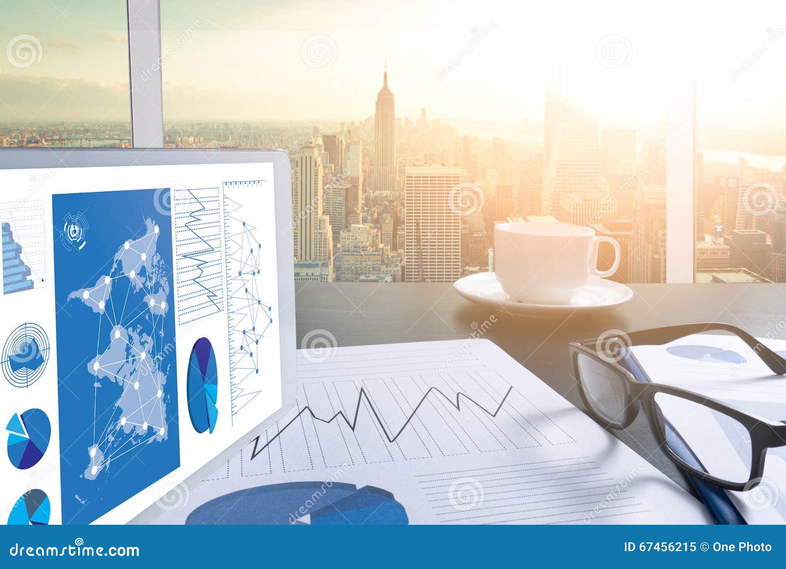 Image of Workplace with Paper and Electronic Documents Stock Image ...