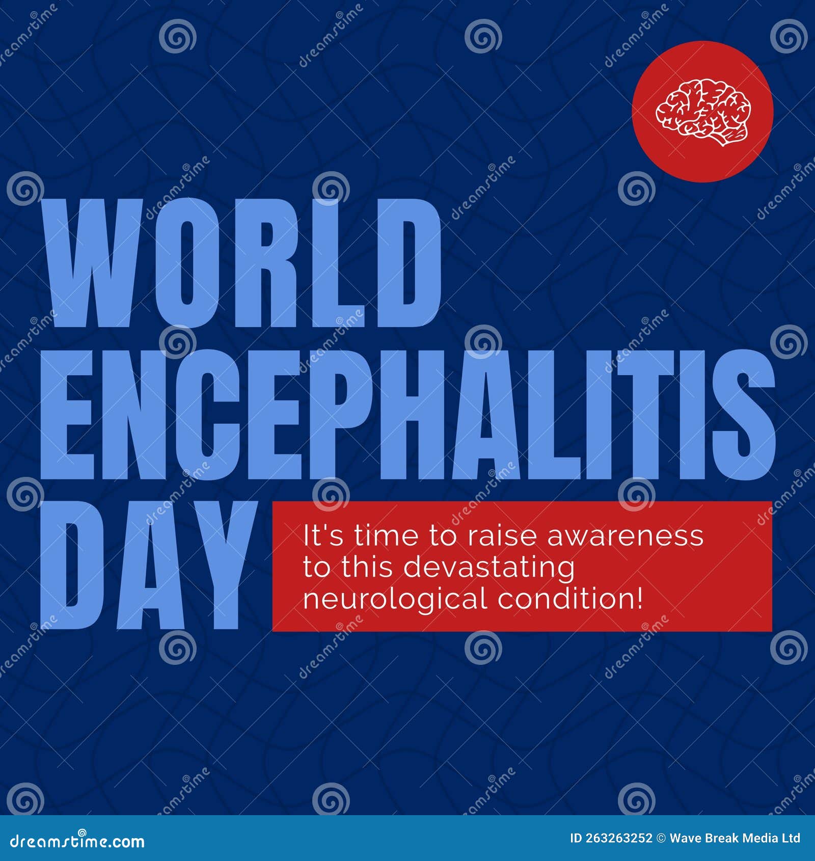 Image of World Encephalitis Day and Brain on Blue Background Stock ...