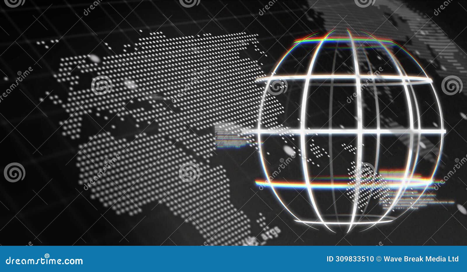 Image of World Map, Data, Connections and Globe on Black Background ...