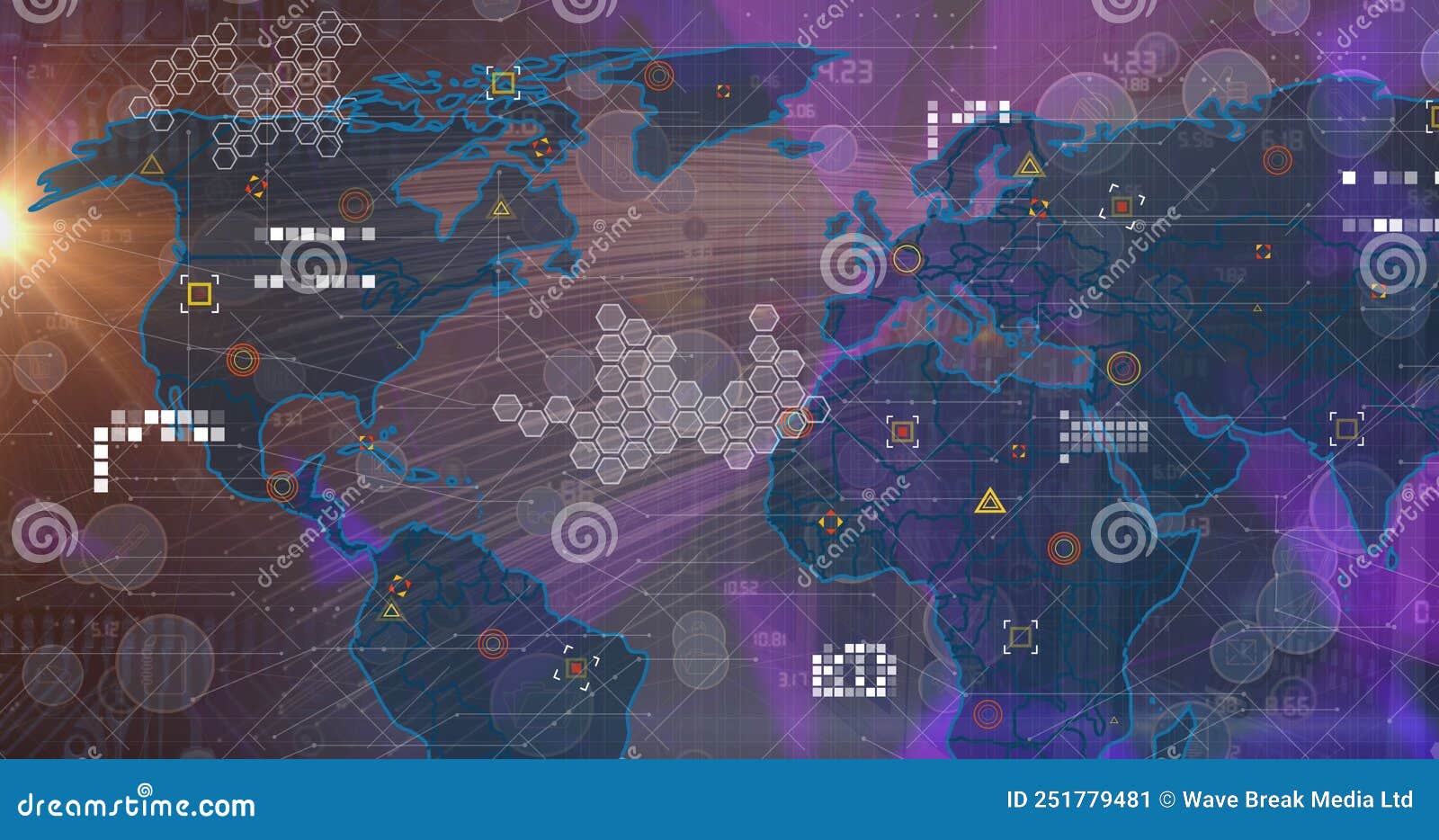 Image of World Map with Data Processing Over Network of Connections ...