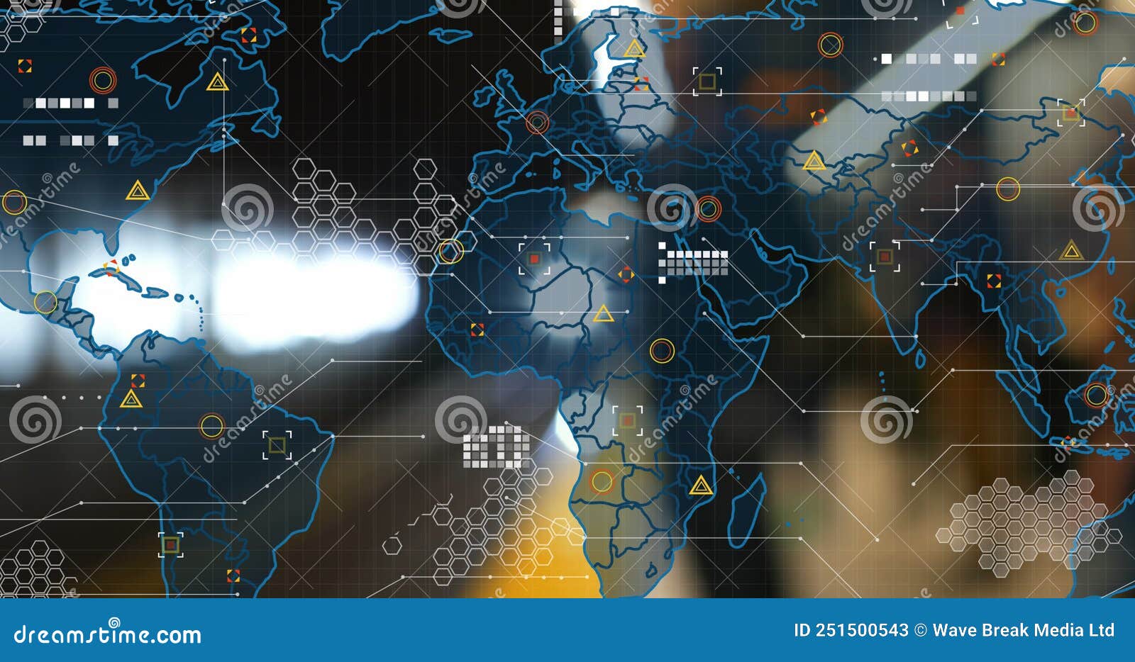 Image of World Map with Data Processing Over Underground Train Arriving ...