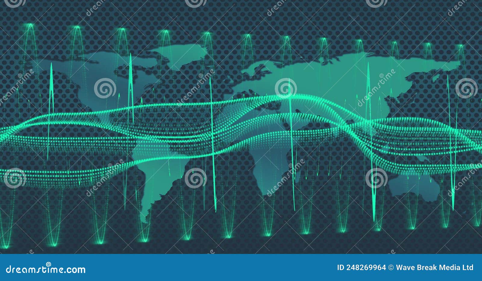 Image of World Map and Graphs on Navy Background Stock Illustration ...