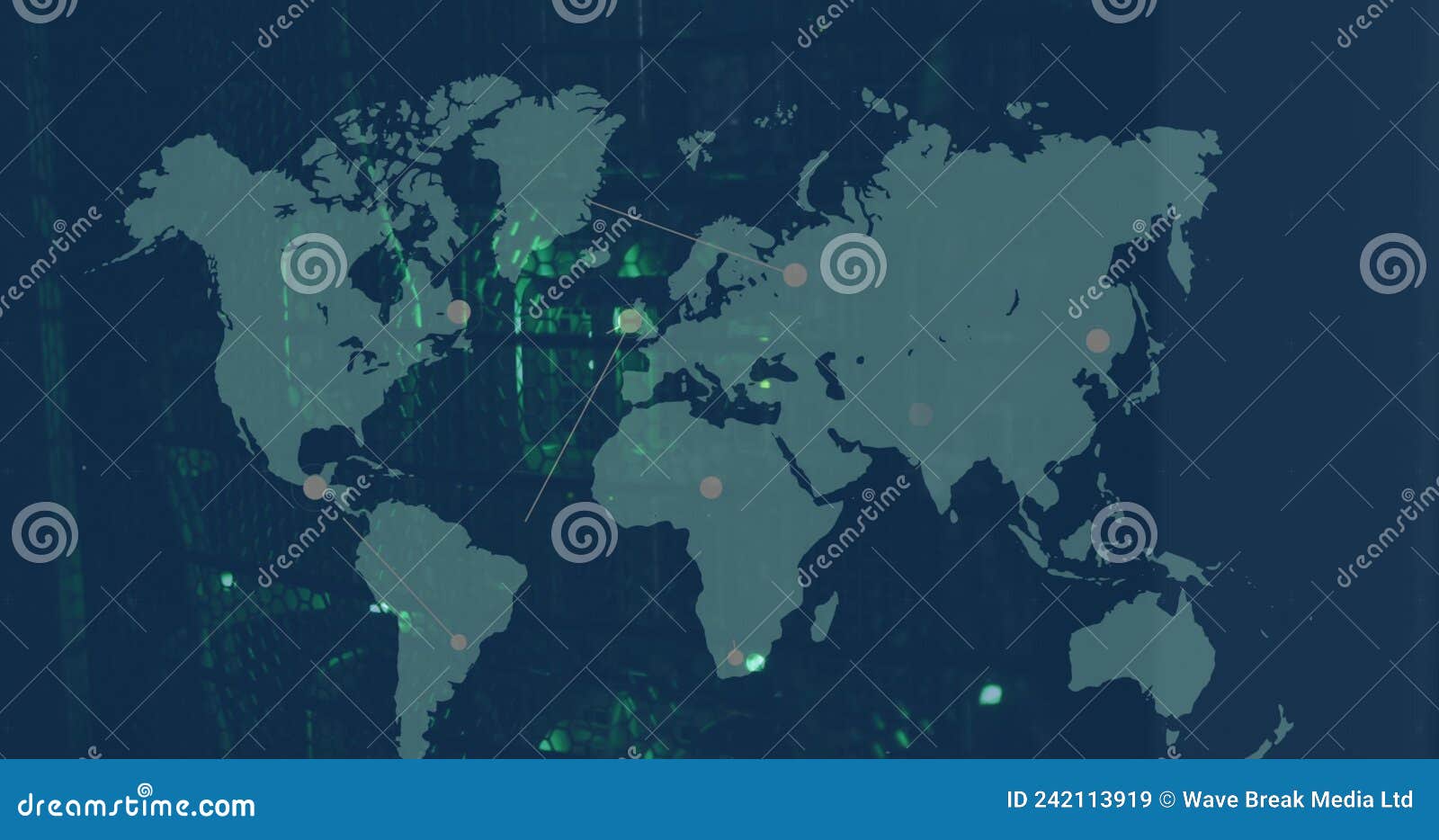 Image of World Map and Networks of Connections Over Computer Servers ...