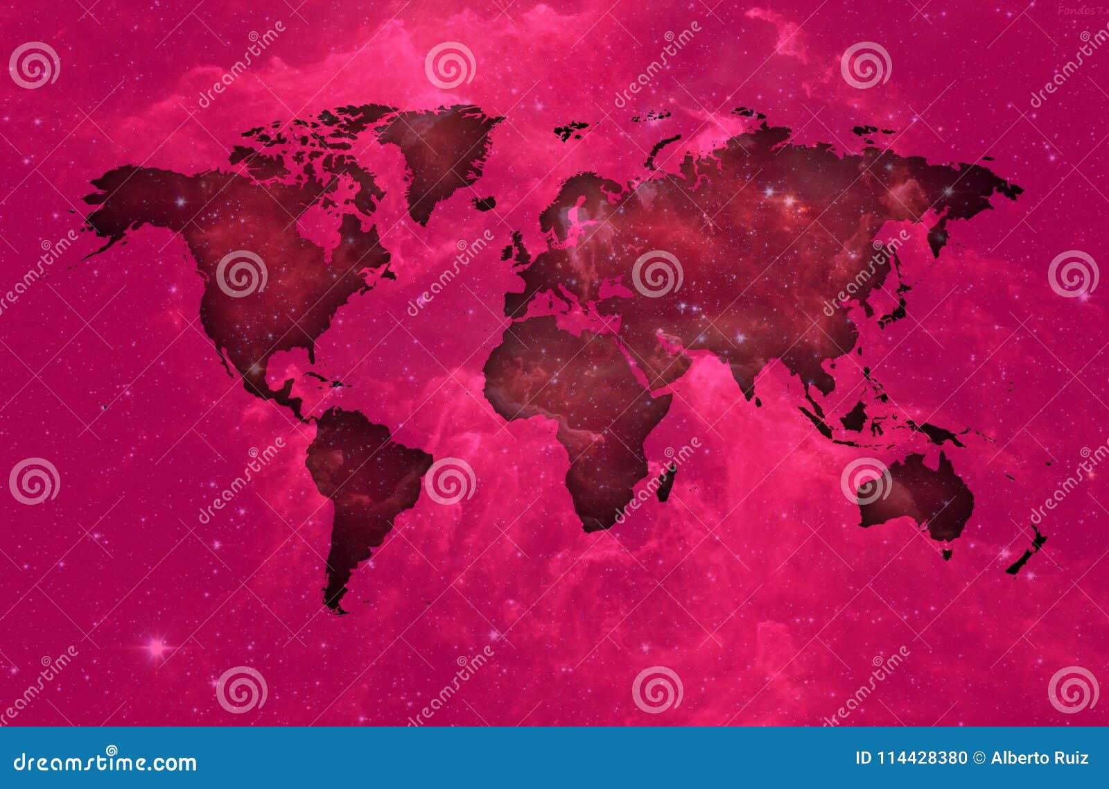 Purple World Map Over Spatial Background. Stock Illustration ...