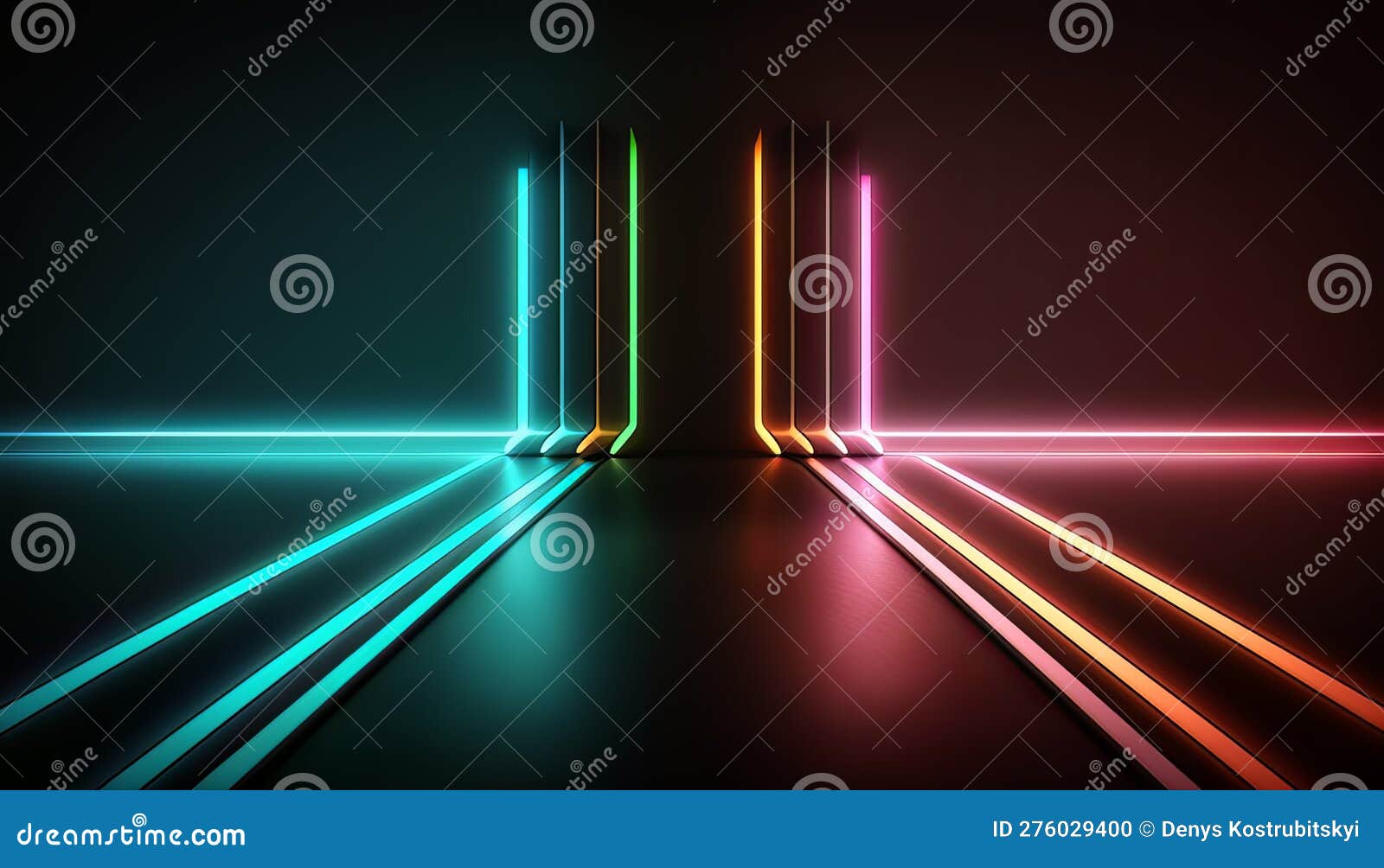 Abstract Neon Way Background. Generative AI Stock Illustration ...