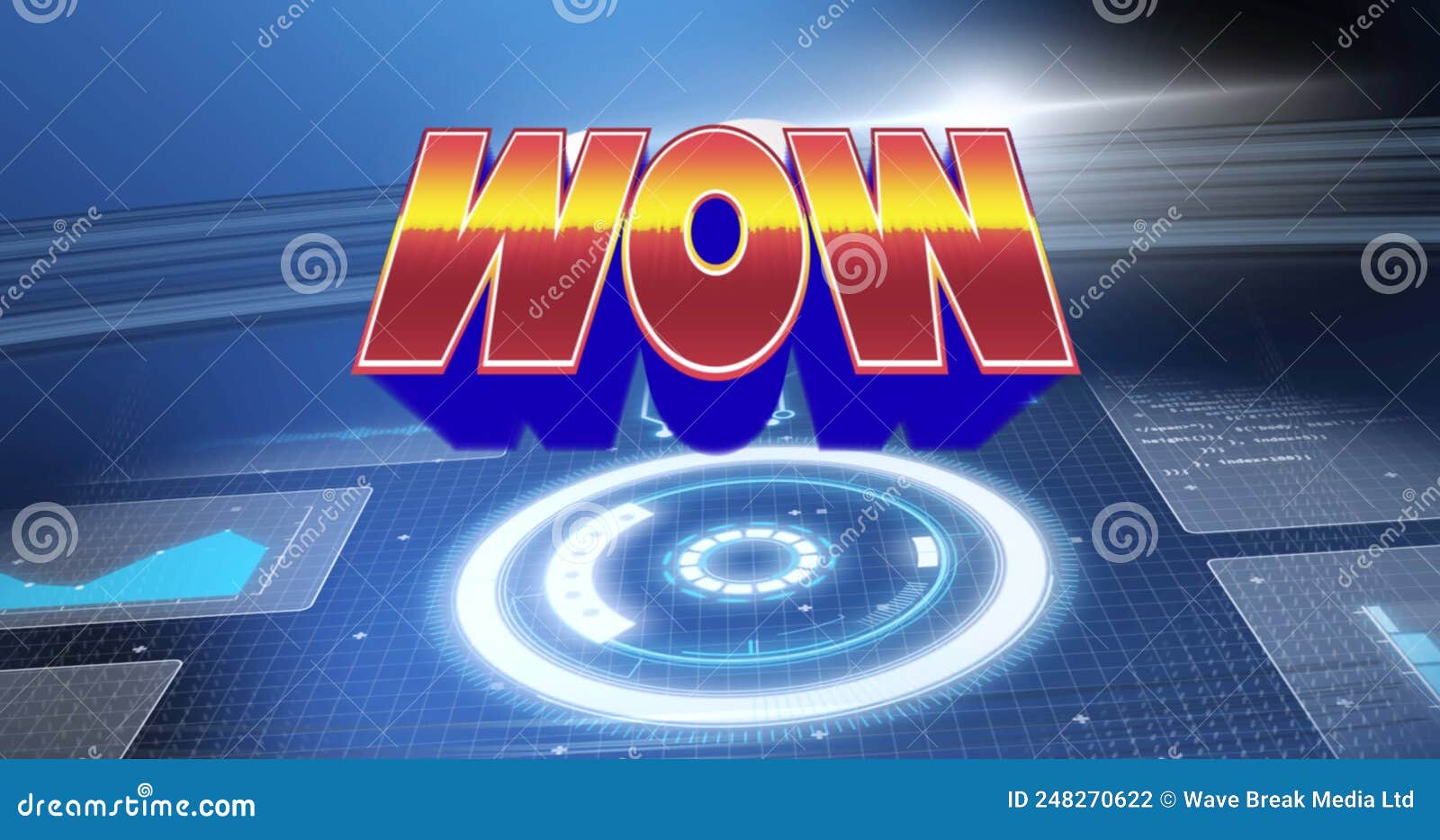 Image of Wow in Digital Abstract Space with Loading Circle Stock ...