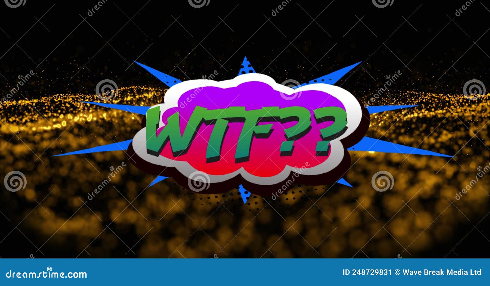Image of Wtf Text Over Orange Dots on Black Background Stock ...