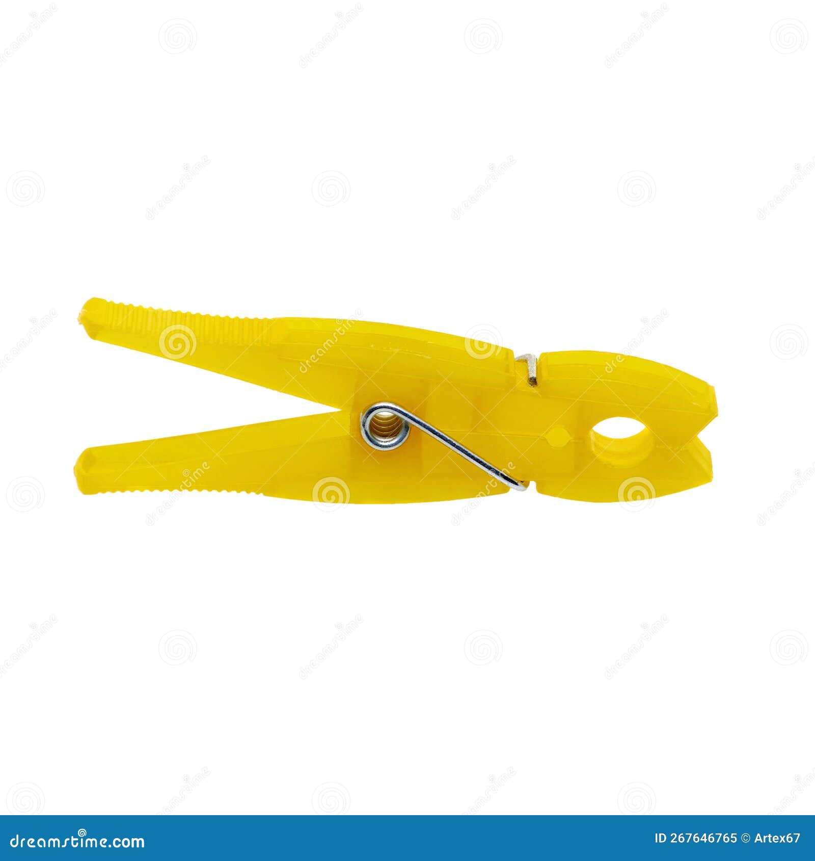 Yellow Clothespin with a Steel Spring on a White Background Stock Image ...