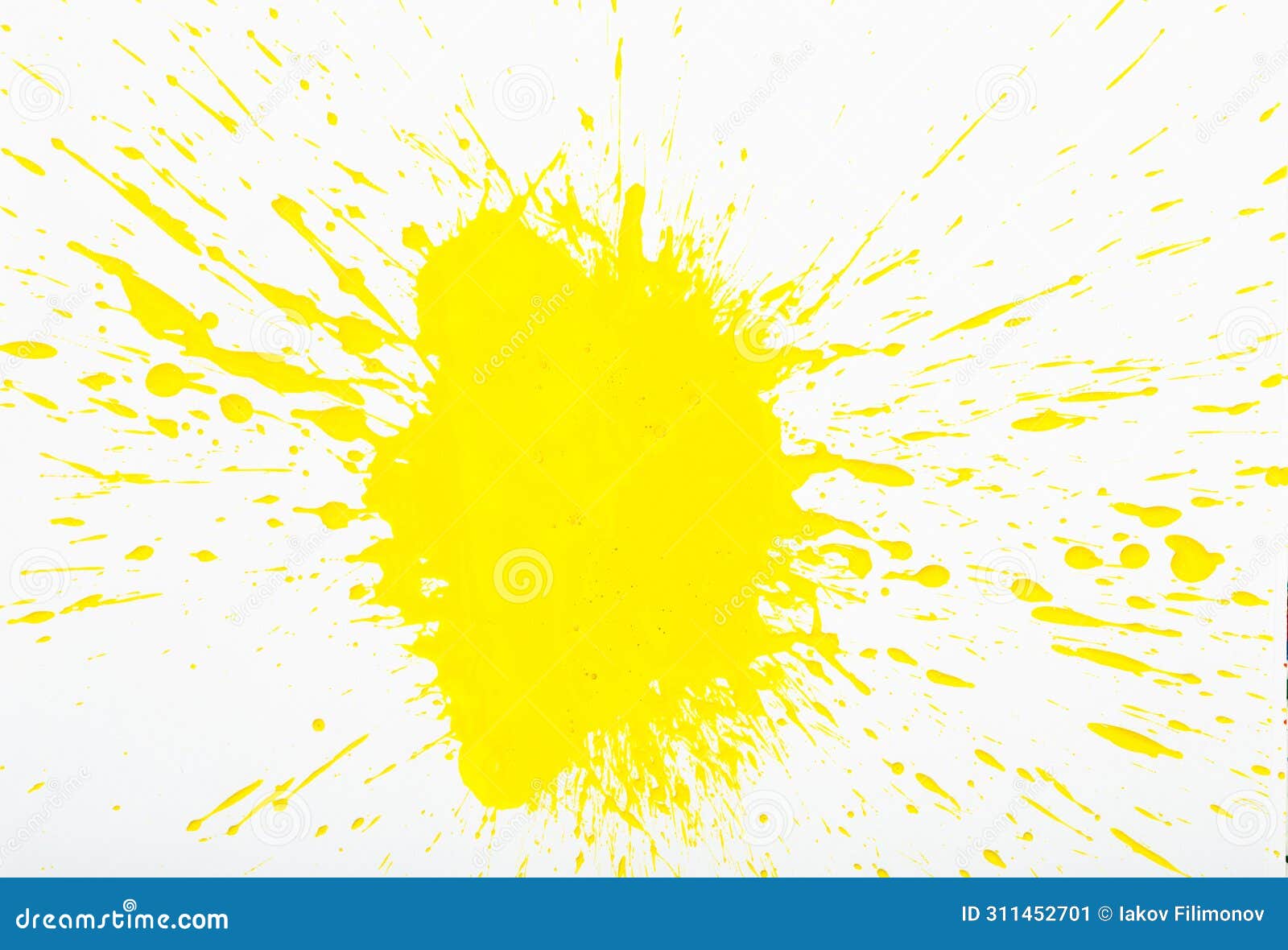 Image of Yellow Paint Spots Spilled on Background of White Paper Stock ...