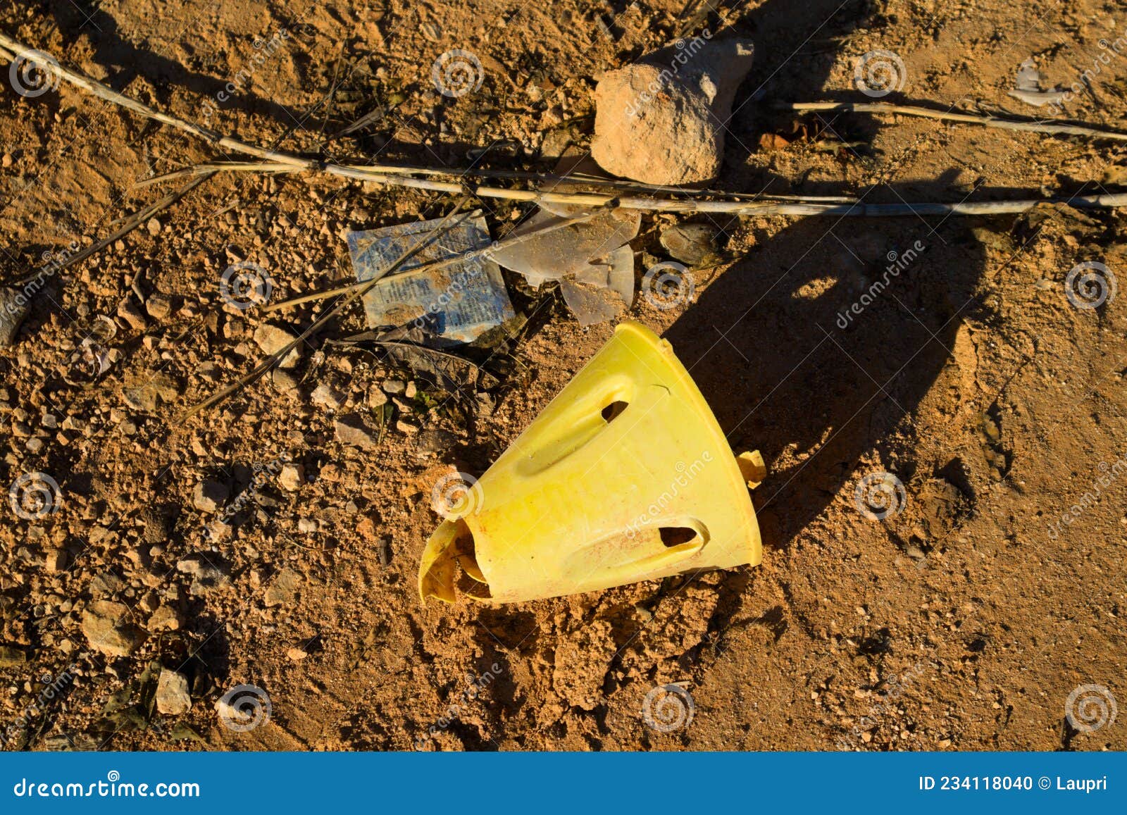 An Used and Broken Fruit Fly or Ceratitis Capitata Trap on Field Soil ...
