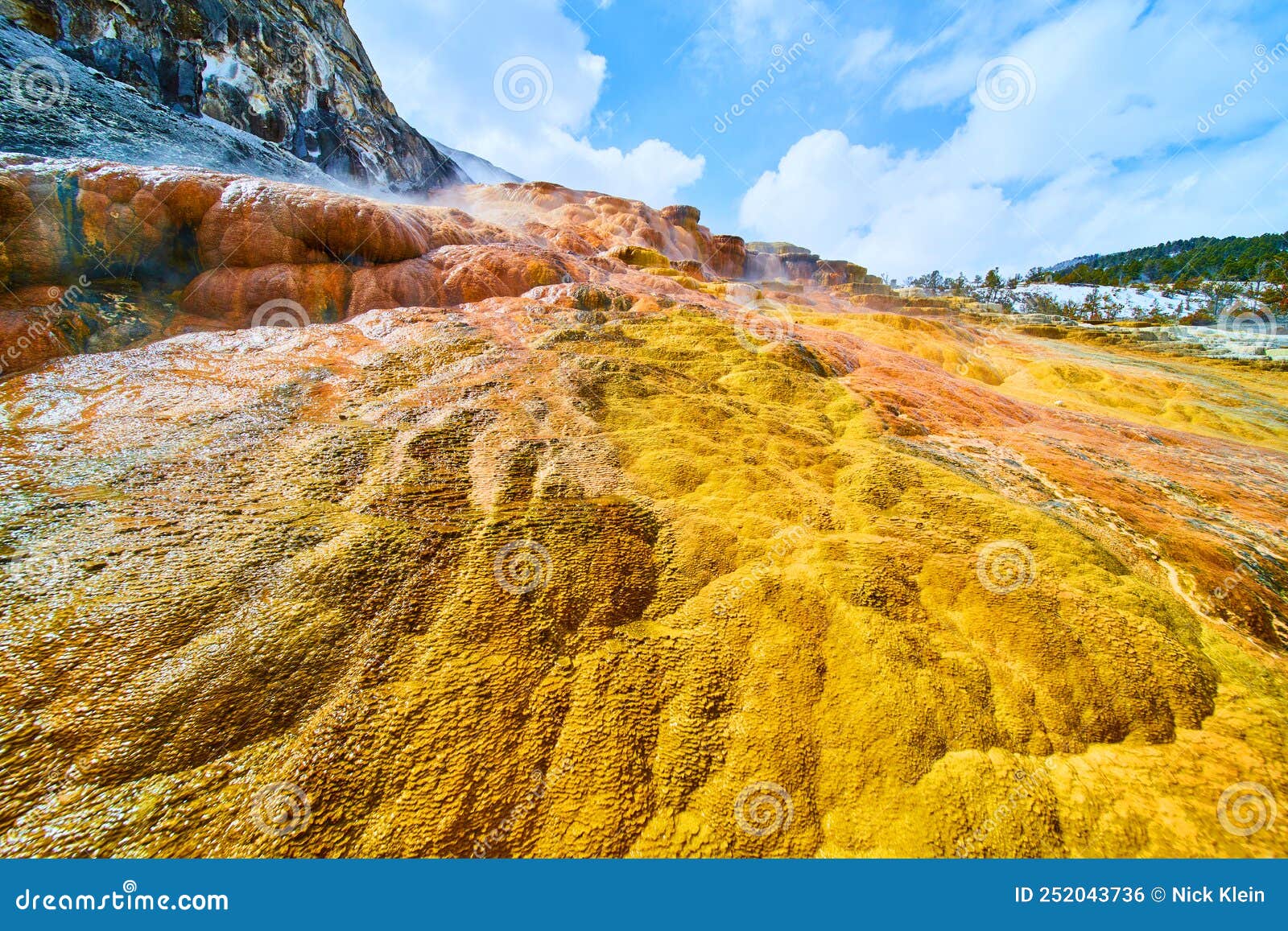 Yellowstone Hot Spring Terraces of Mound Spring Stock Photo - Image of ...