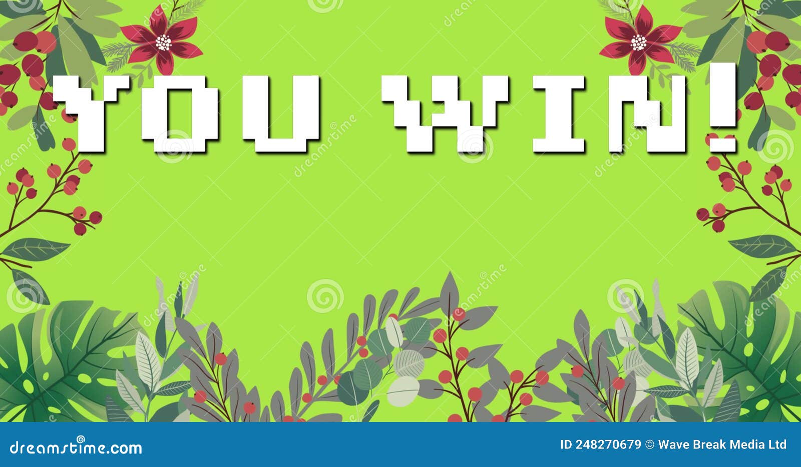 Image of You Win in Digital Abstract Space with Flower Frame Stock ...