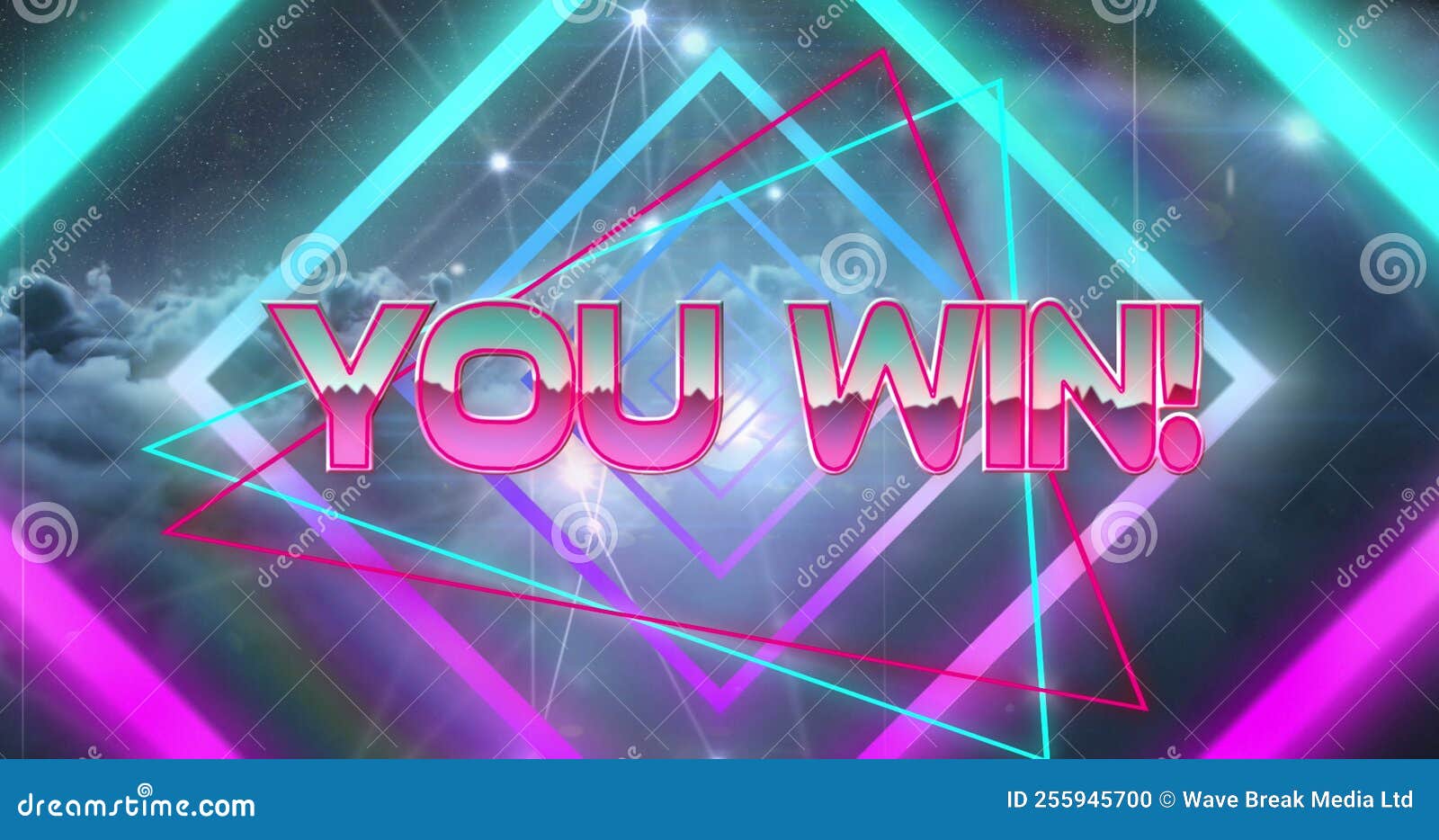 Image of You Win Text Banner Over Tunnel in Seamless Pattern Against ...