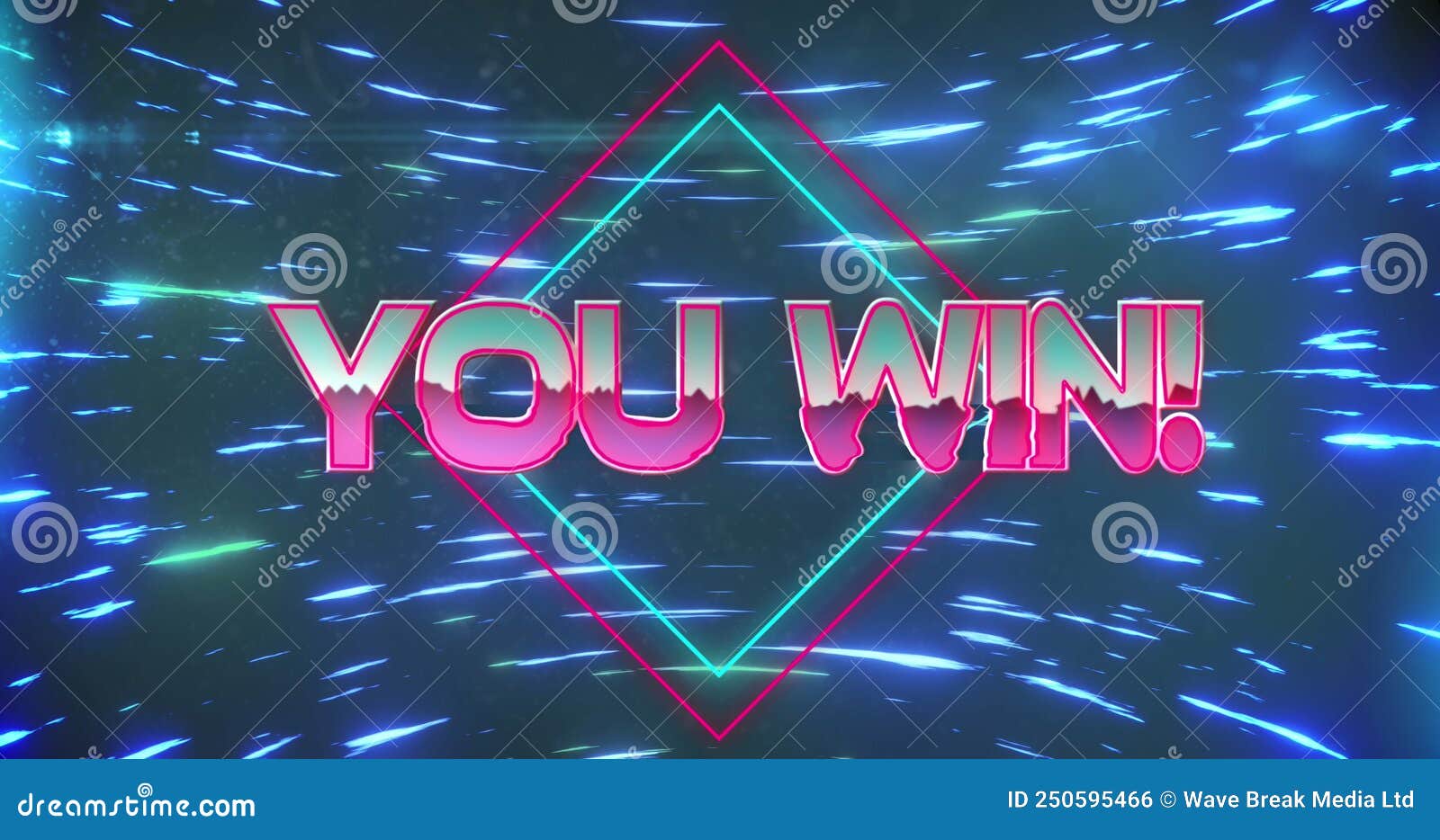 Image of You Win Text Over Moving Blue Light Trails Stock Illustration ...