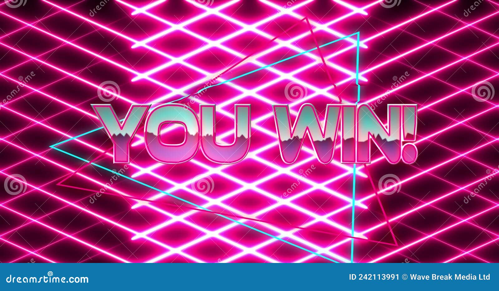 Image of You Win Text Over Neon Red Lines Stock Illustration ...