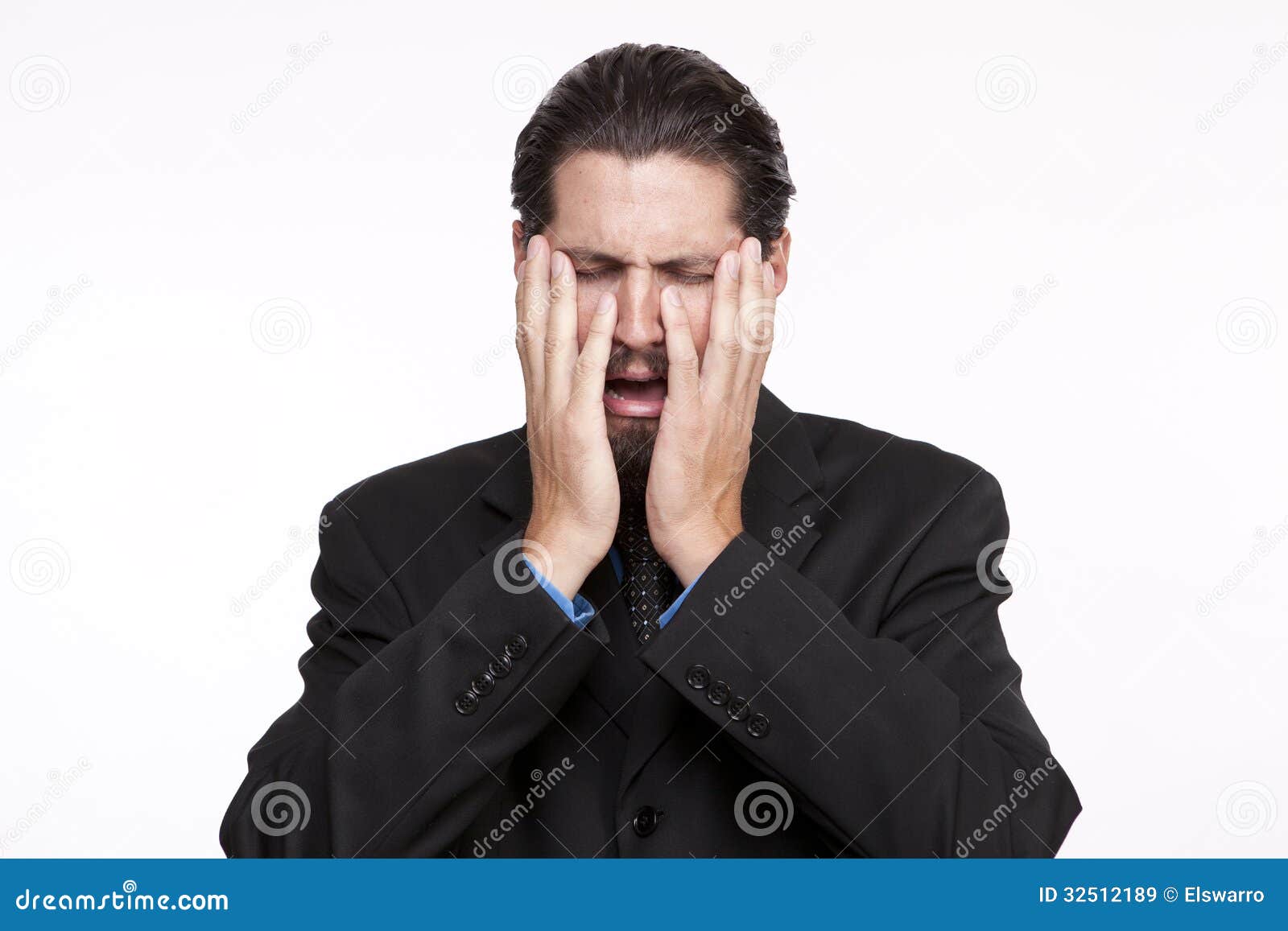 Businessman Crying Lost In Depression Sitting On Street Concrete Stairs ...
