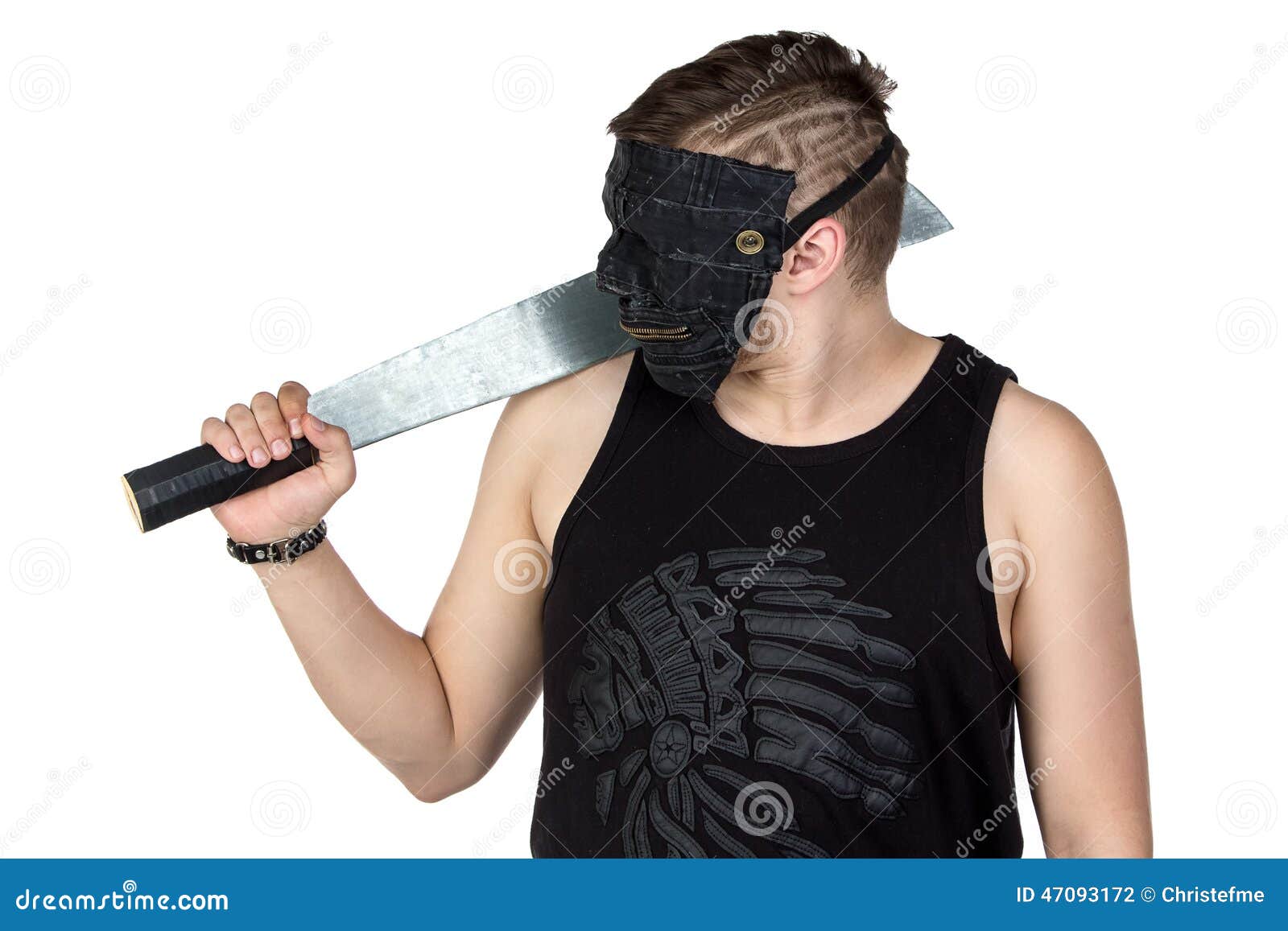 Image of the Young Man in Mask with Hatchet Stock Photo - Image of ...