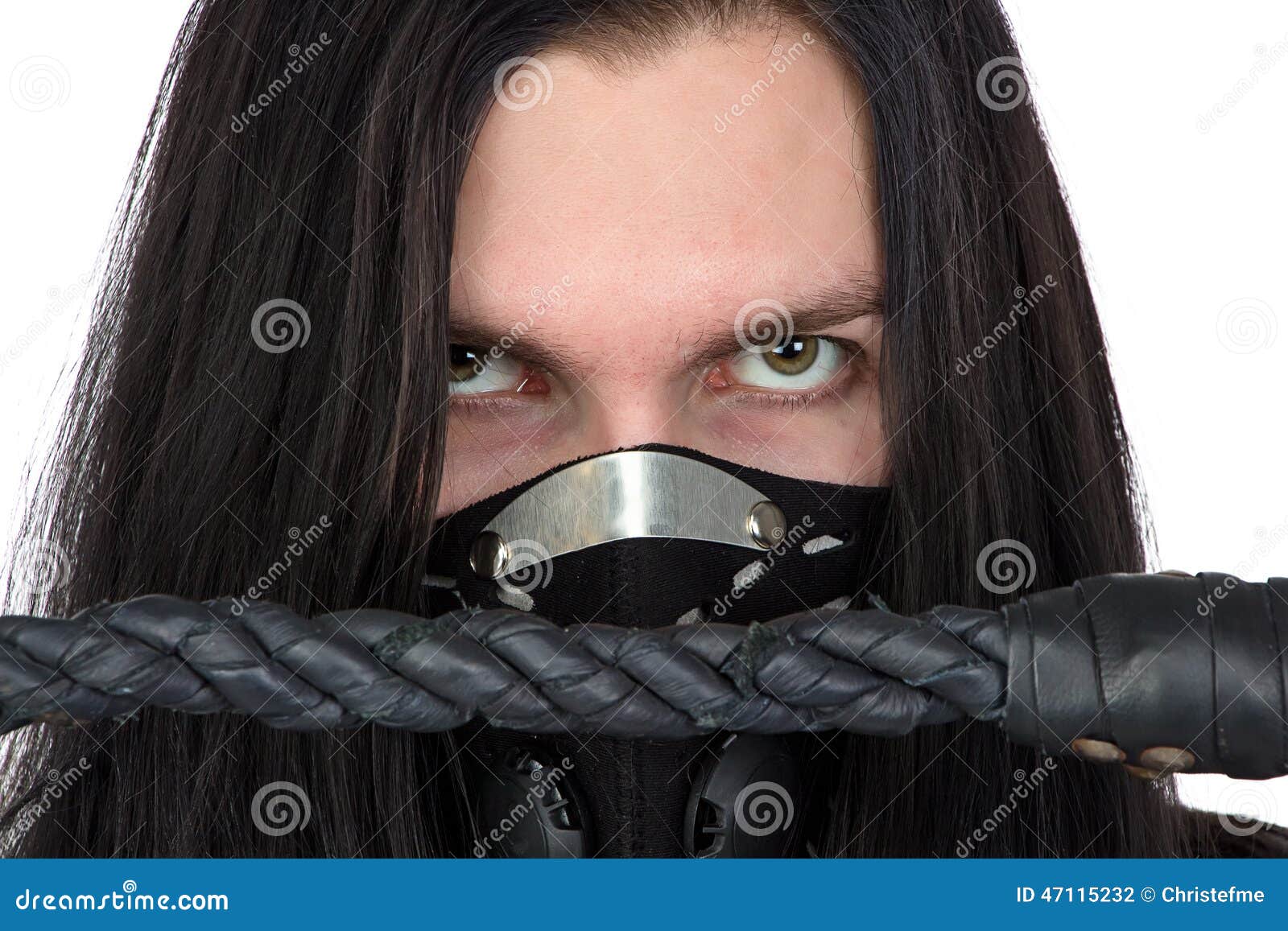Image of Young Man with the Whip in Mask Stock Photo - Image of ...