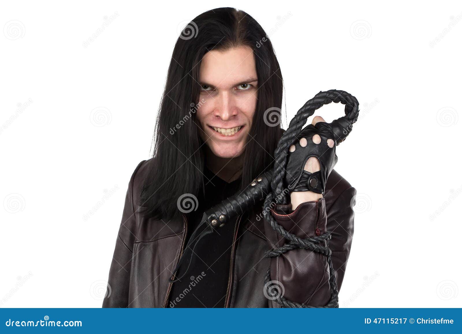 Image of Young Man with the Whip Stock Image - Image of holding, look ...