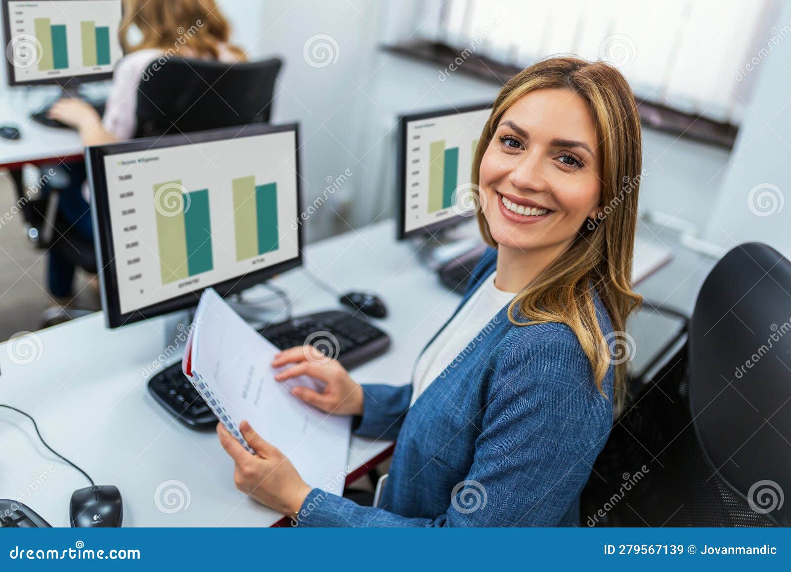 Young People Sitting at the Tables in Computer Class Stock Image ...