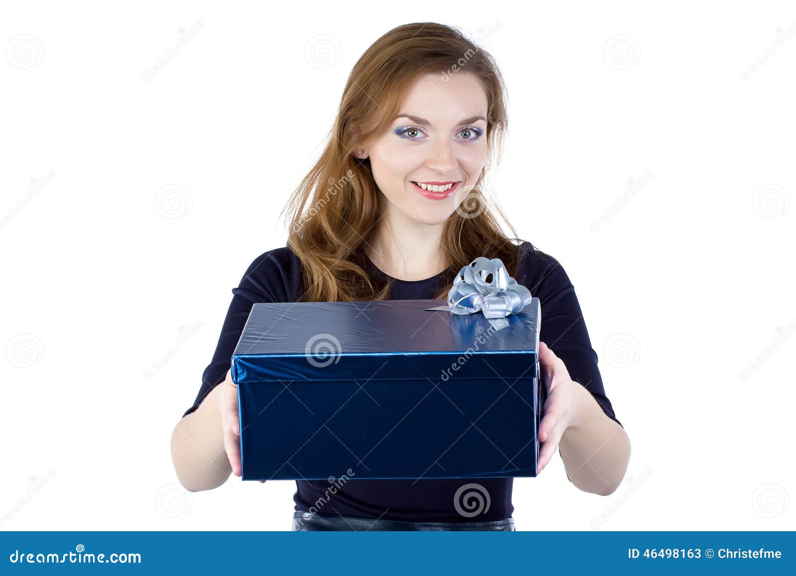 Image of Young Woman Giving the Gift Stock Image - Image of offer ...