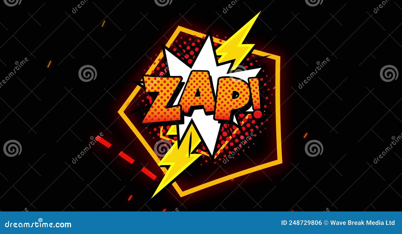 Image of Zap Text Over Orange Shapes on Black Background Stock ...