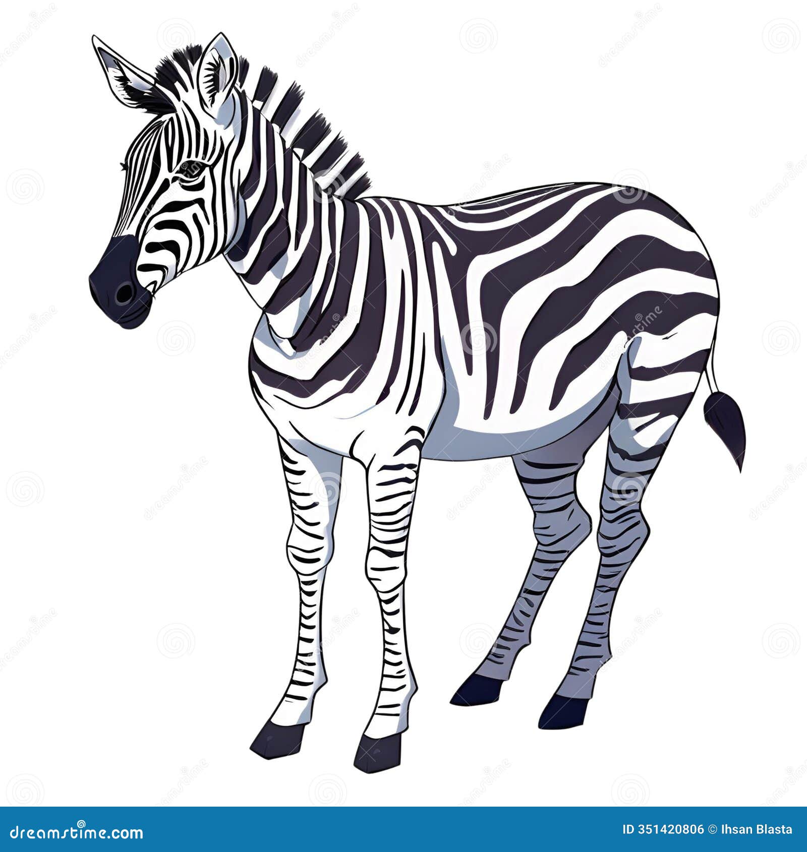 Zebra Isolated on White Background Clipping Path Stock Illustration ...