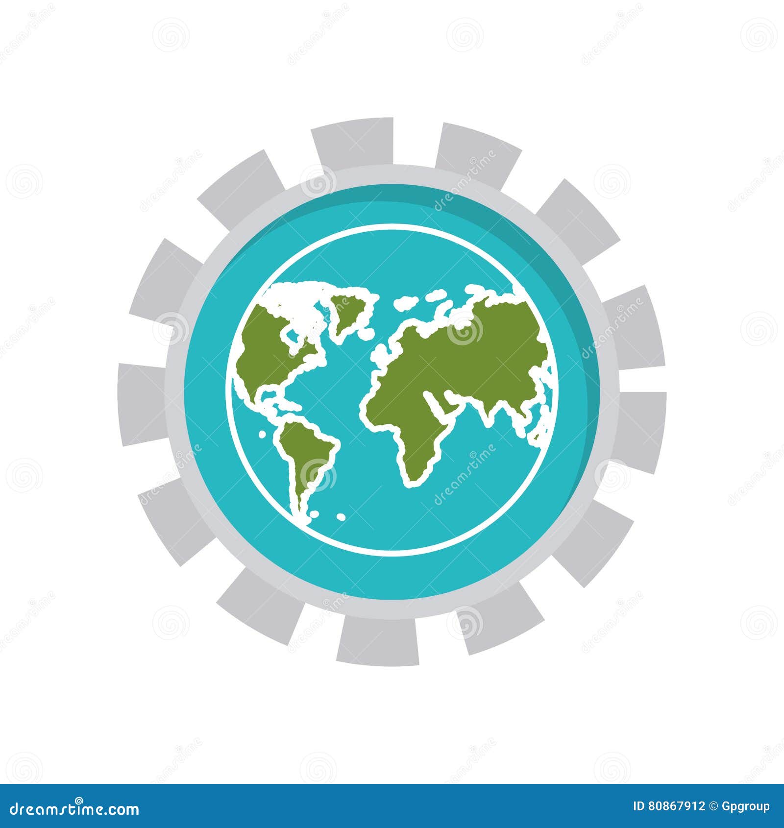 Imagem Com O Mapa Do Mundo Em Círculo Dentado Ilustração do Vetor ...