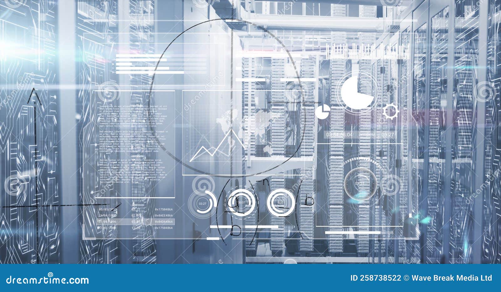 Imagem Do Processamento De Dados Na Sala Do Servidor Ilustração Stock ...