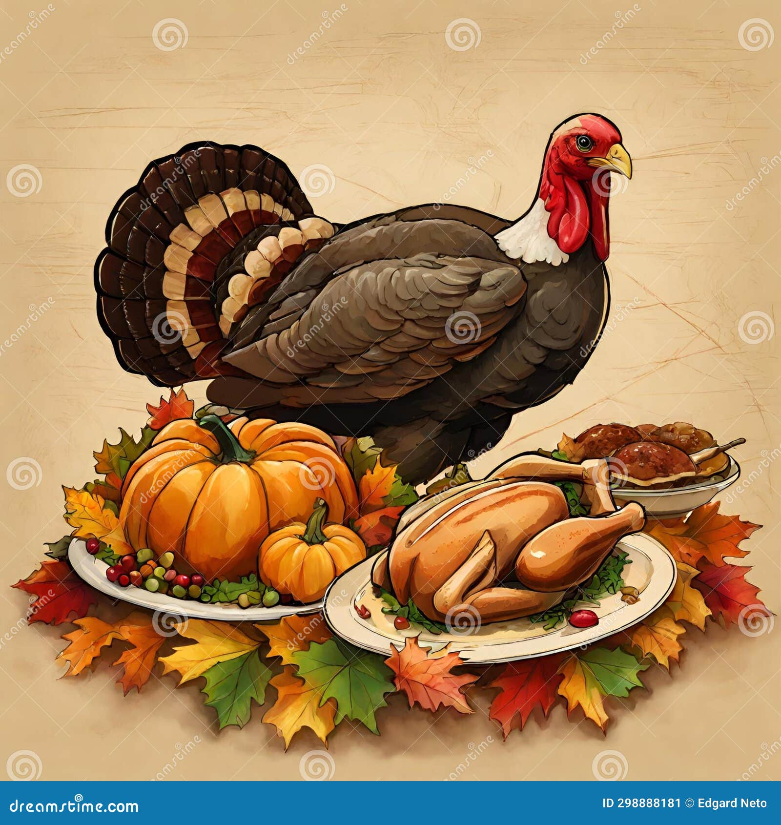 Thanksgiving Week, Turkey, Baskets of Food, Pumpkins, Harvest Table ...