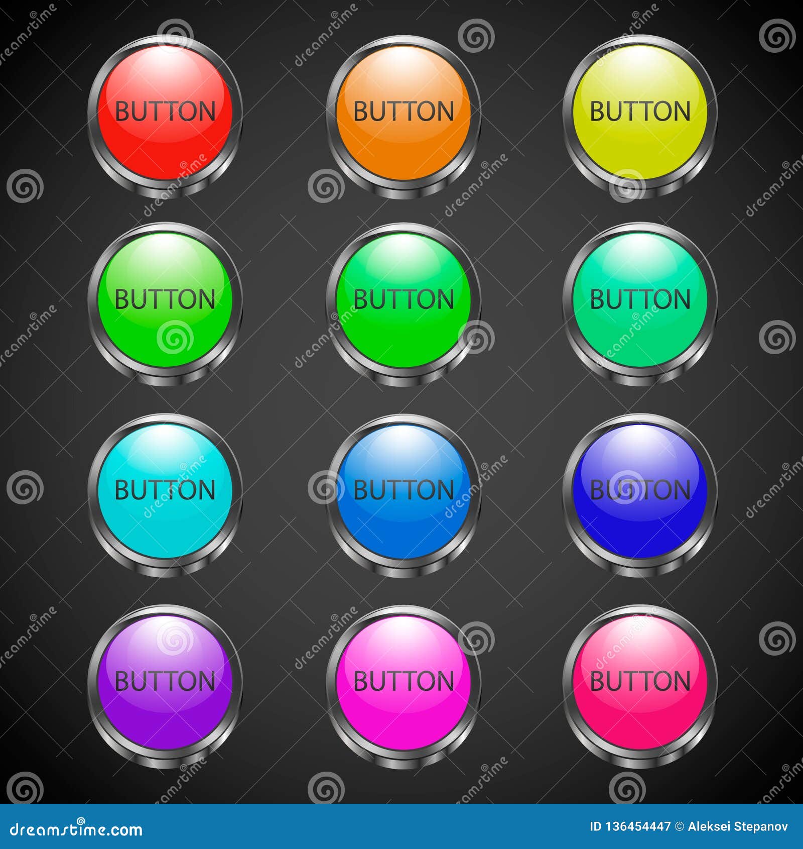 Imagen Del Vector De Un Sistema De Botones Multicolores De La Web ...