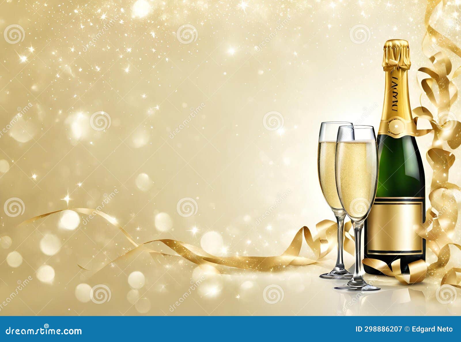Celebration Background with Golden Champagne Bottle V12 Stock Image ...