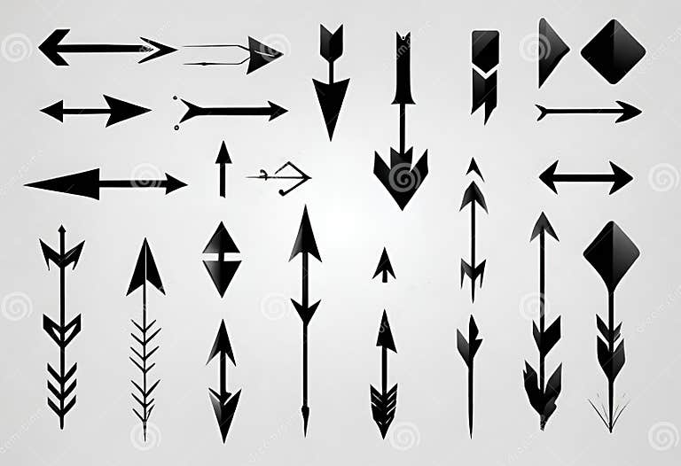 Vector Illustration of Arrow Icons Set, Collection Different Arrows ...