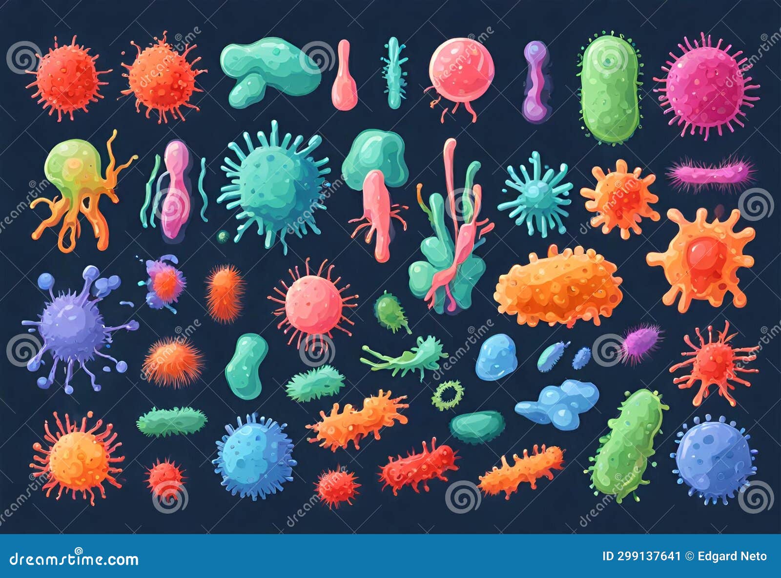 Set of Different Microorganisms Isolated on White Background, V2 Stock ...