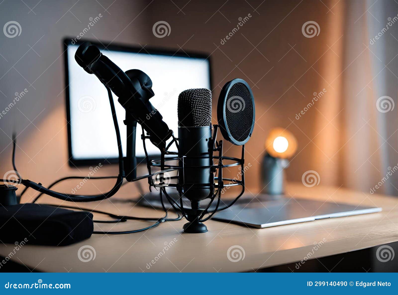 Home Studio Podcast, Microphone, Laptop, Podcast Background, V1 Stock ...