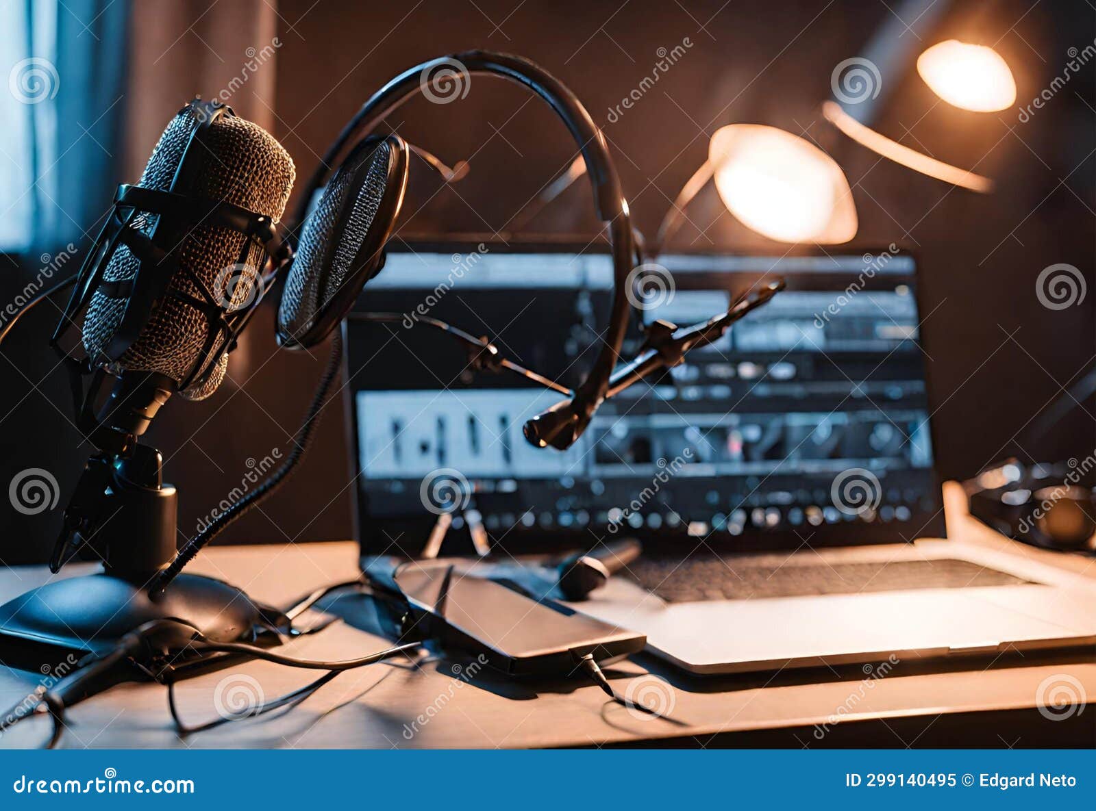 Home Studio Podcast, Microphone, Laptop, Podcast Background Stock ...