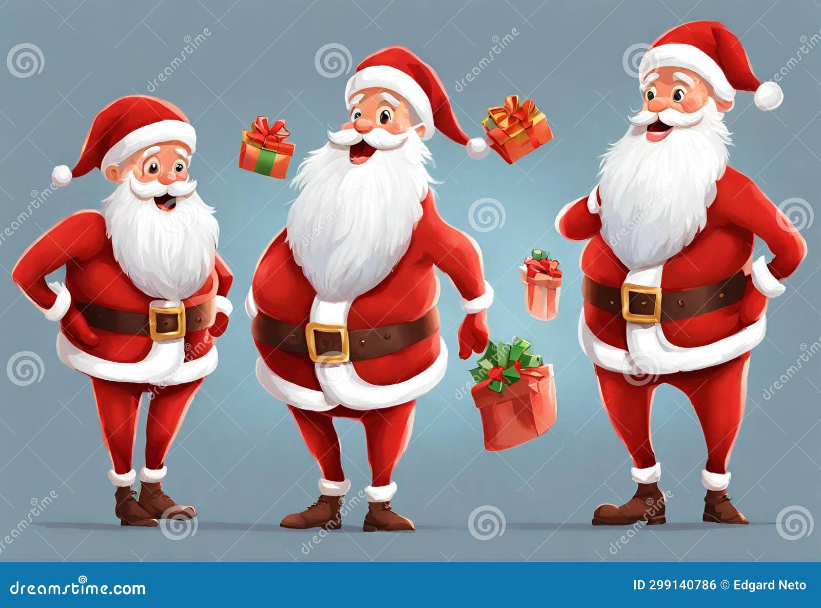 Santa Claus in Different Poses. Christmas Character, Photos, V1 Stock ...