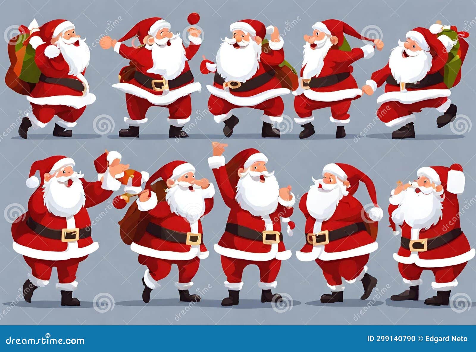 Santa Claus in Different Poses. Christmas Character, Photos Backgrounds ...