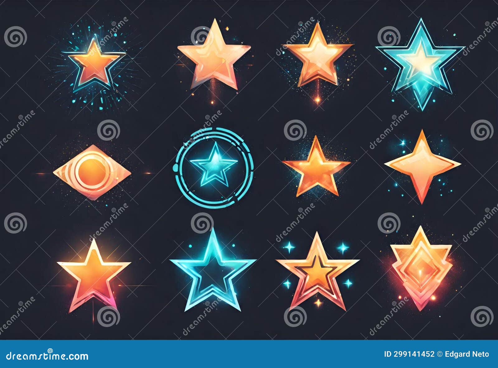 Stars, Set of Custom Stars for Logo and Design Edits Stock Illustration ...