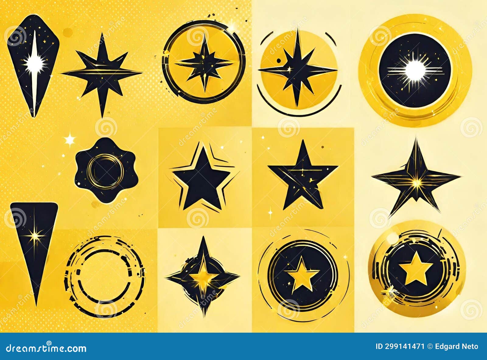 Set of Custom Stars for Logo and Design Edits, V11 Stock Illustration ...