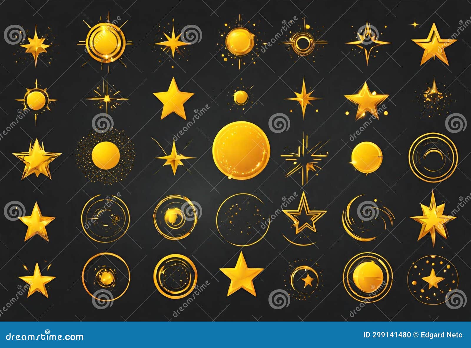 Set of Custom Stars for Logo and Design Edits, V10 Stock Illustration ...
