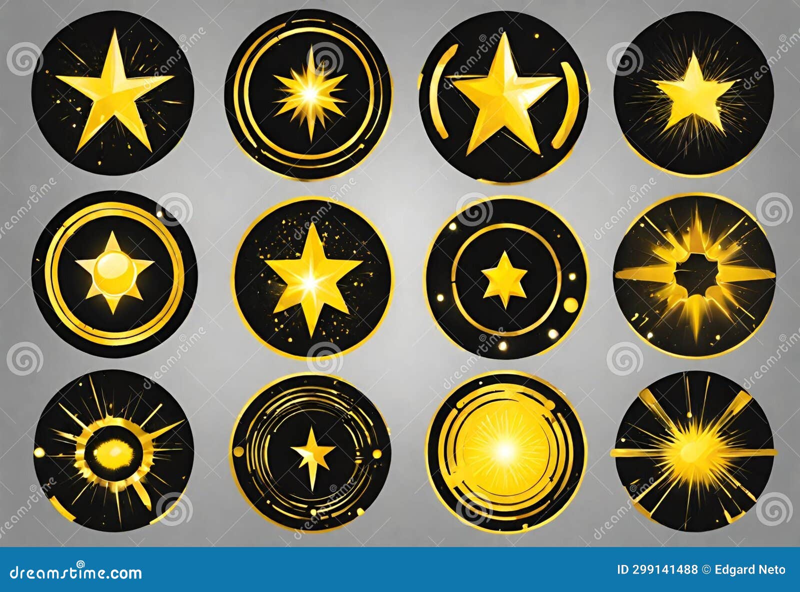 Set of Custom Stars for Logo and Design Edits, V9 Stock Illustration ...