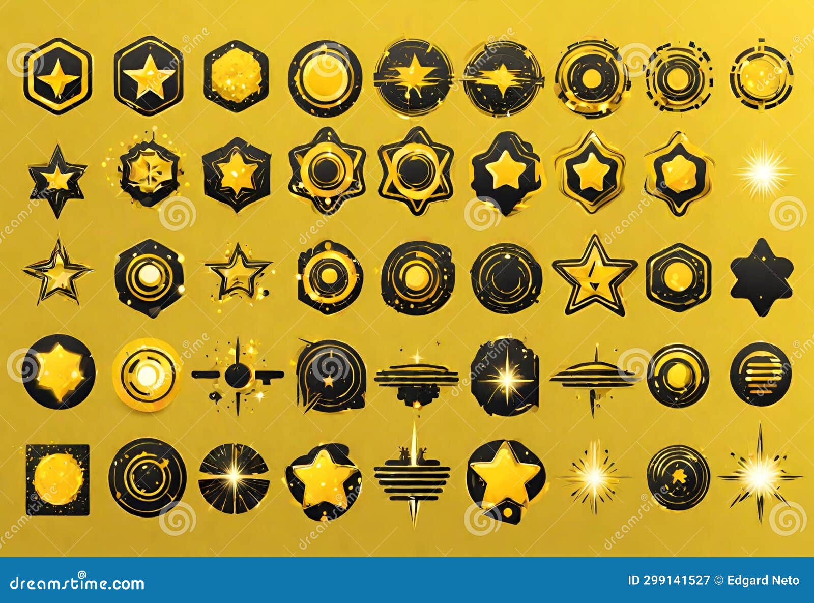 Set of Custom Stars for Logo and Design Edits, V6 Stock Illustration ...