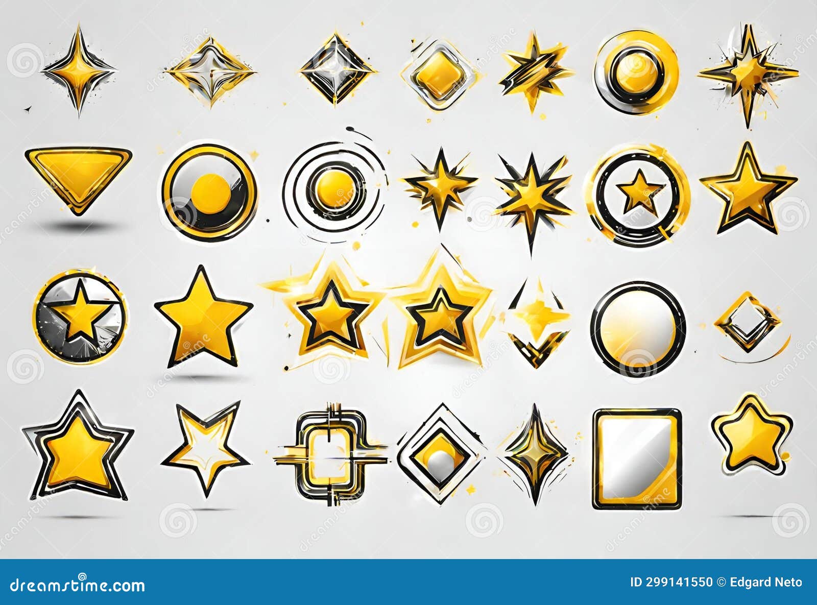 Set of Custom Stars for Logo and Design Edits, V4 Stock Illustration ...