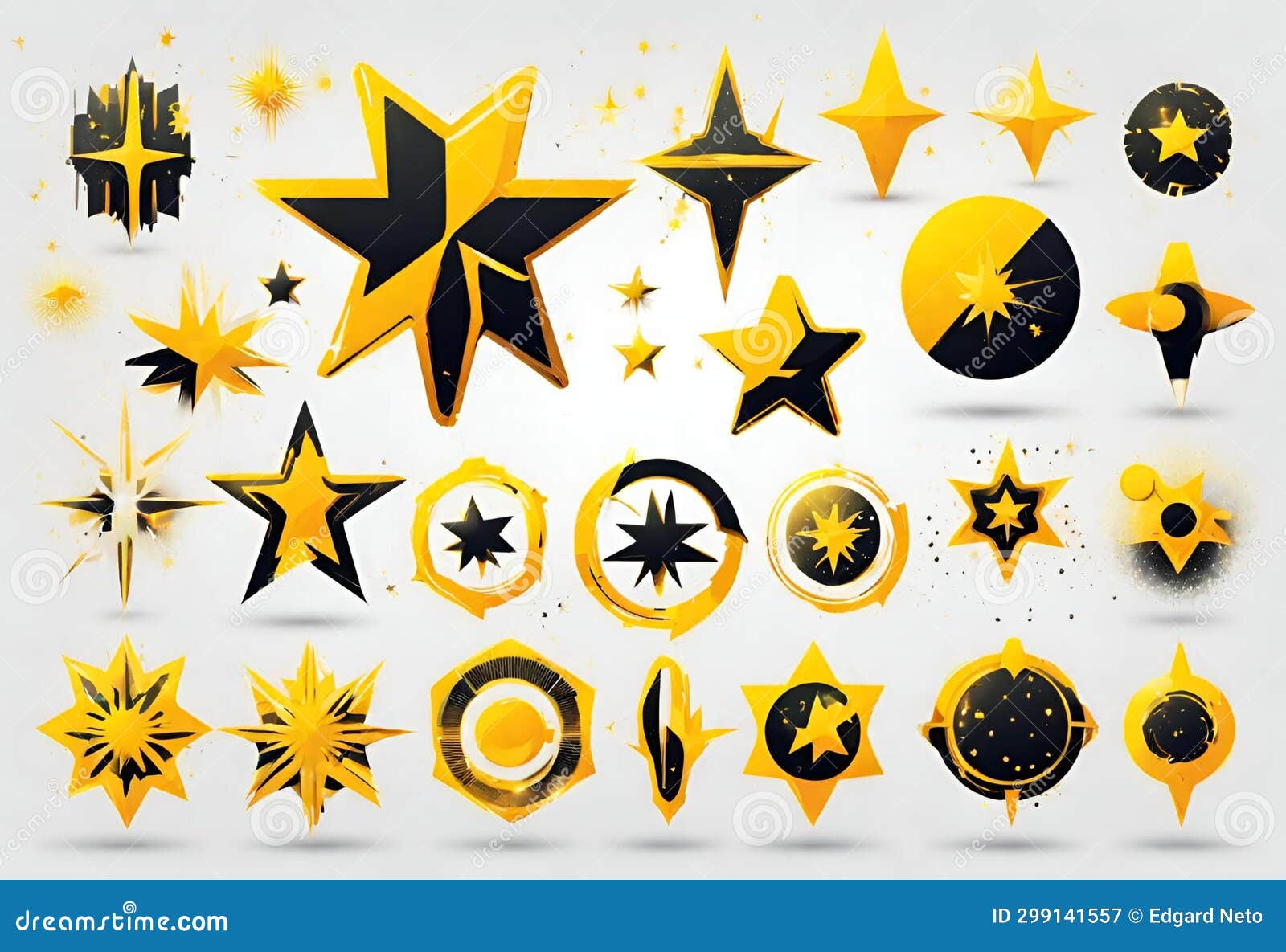 Set of Custom Stars for Logo and Design Edits, V3 Stock Illustration ...