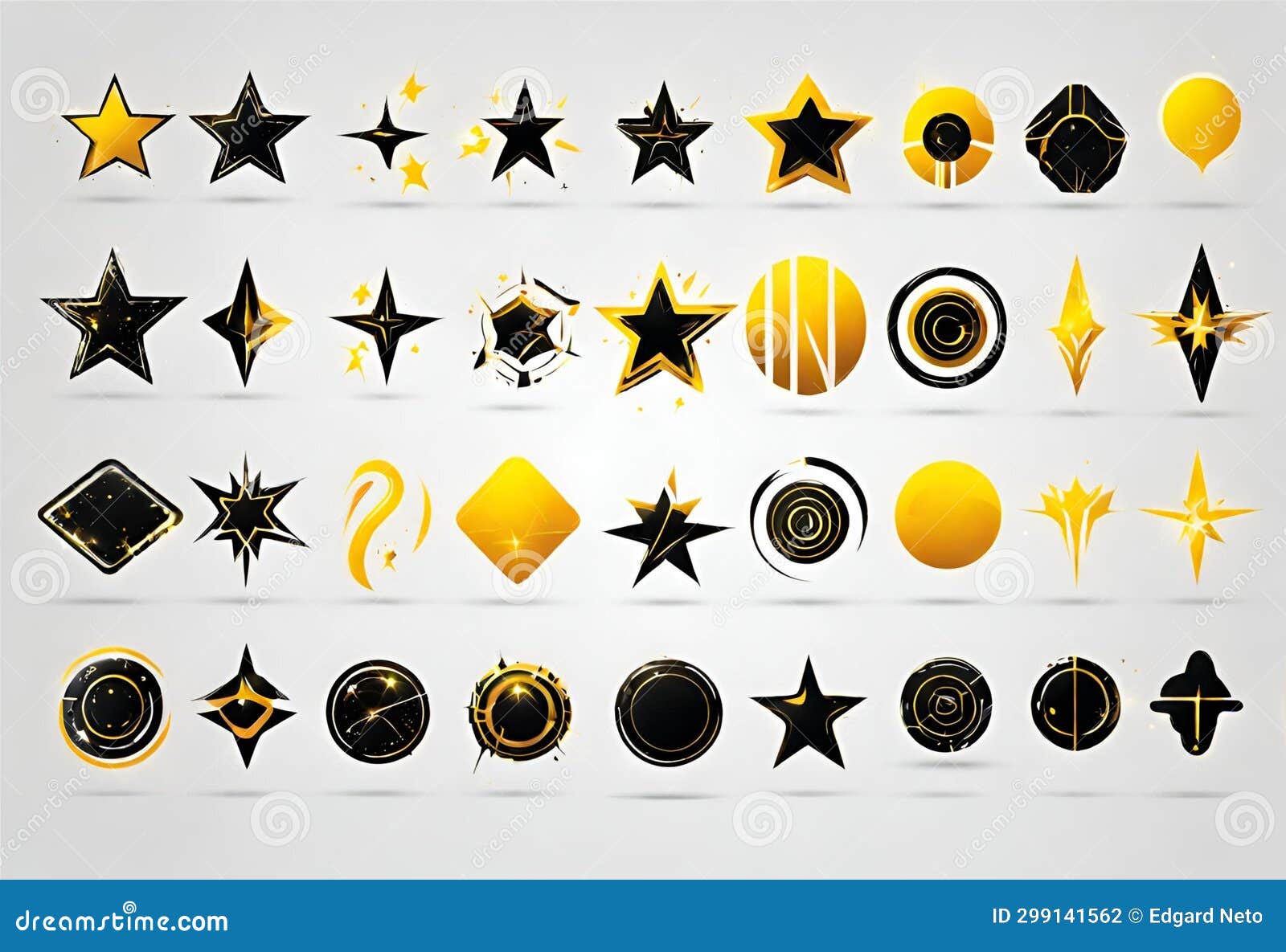 Set of Custom Stars for Logo and Design Edits, V2 Stock Illustration ...