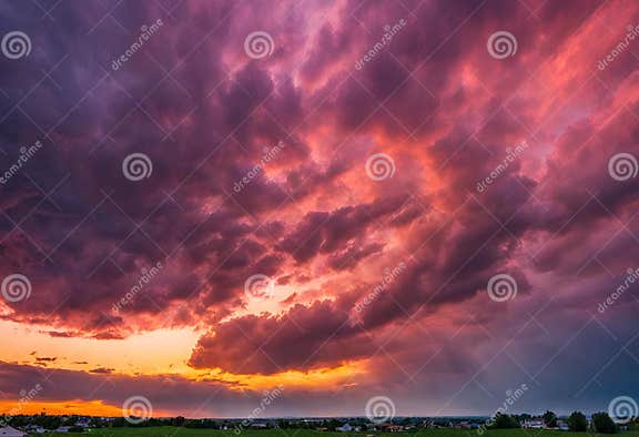 Sunset, Late Afternoon Sunset Background with Clouds, V11 Stock ...