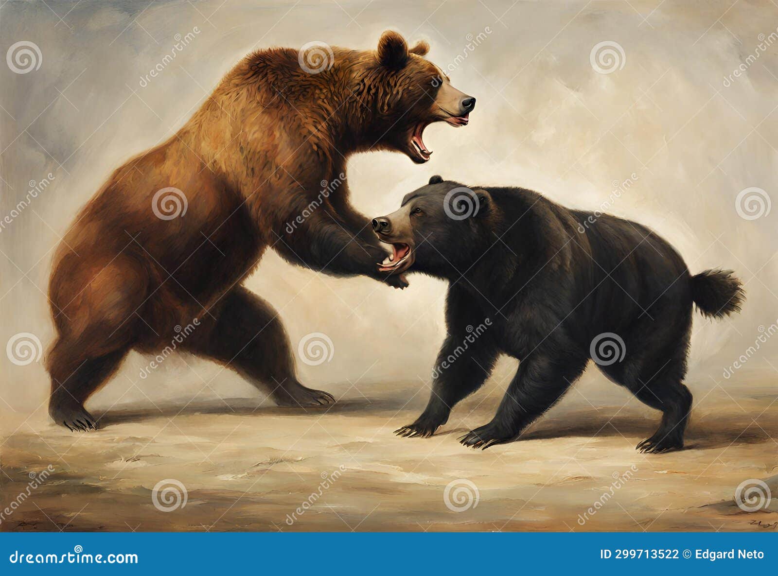 Bear Fighting, Violent, Angry Background, V1 Stock Illustration ...