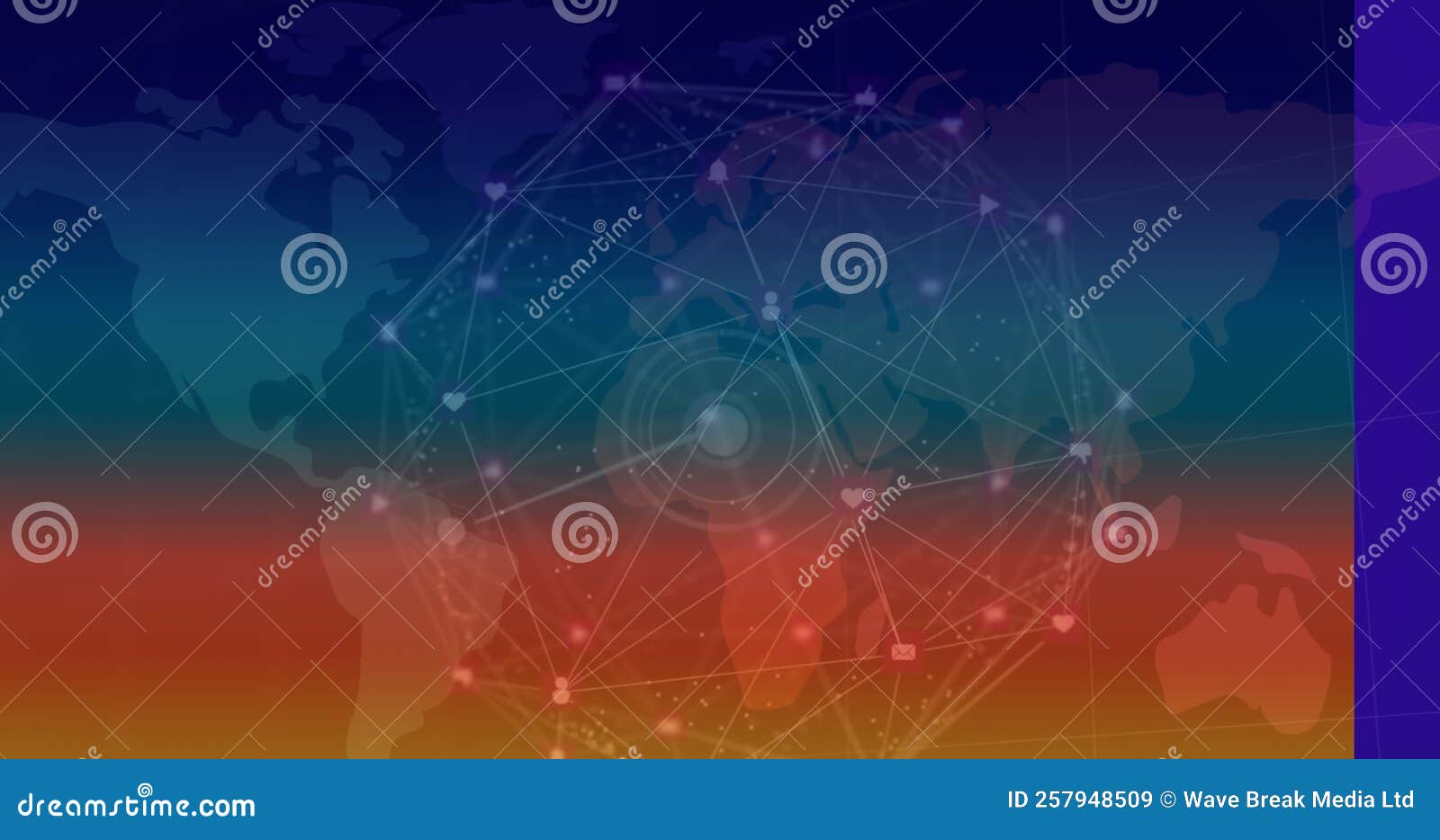 Images of Network of Connections and World Map on Blue and Orange ...