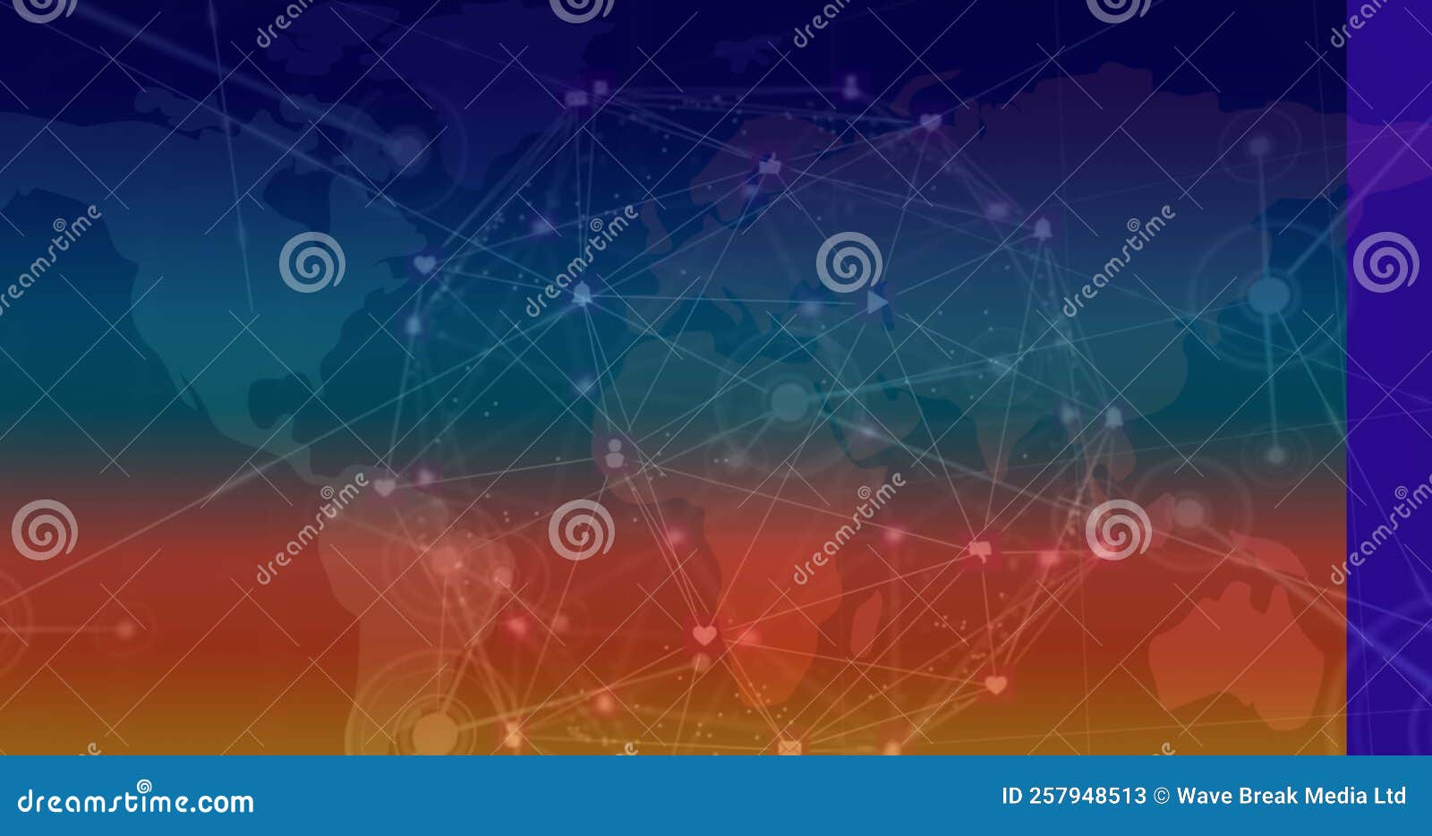 Images of Network of Connections and World Map on Blue and Orange ...